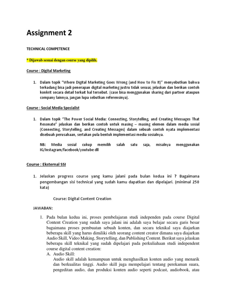 Tugas Assignment Enrichment Bulan 2 - TC Studi Independen | PDF