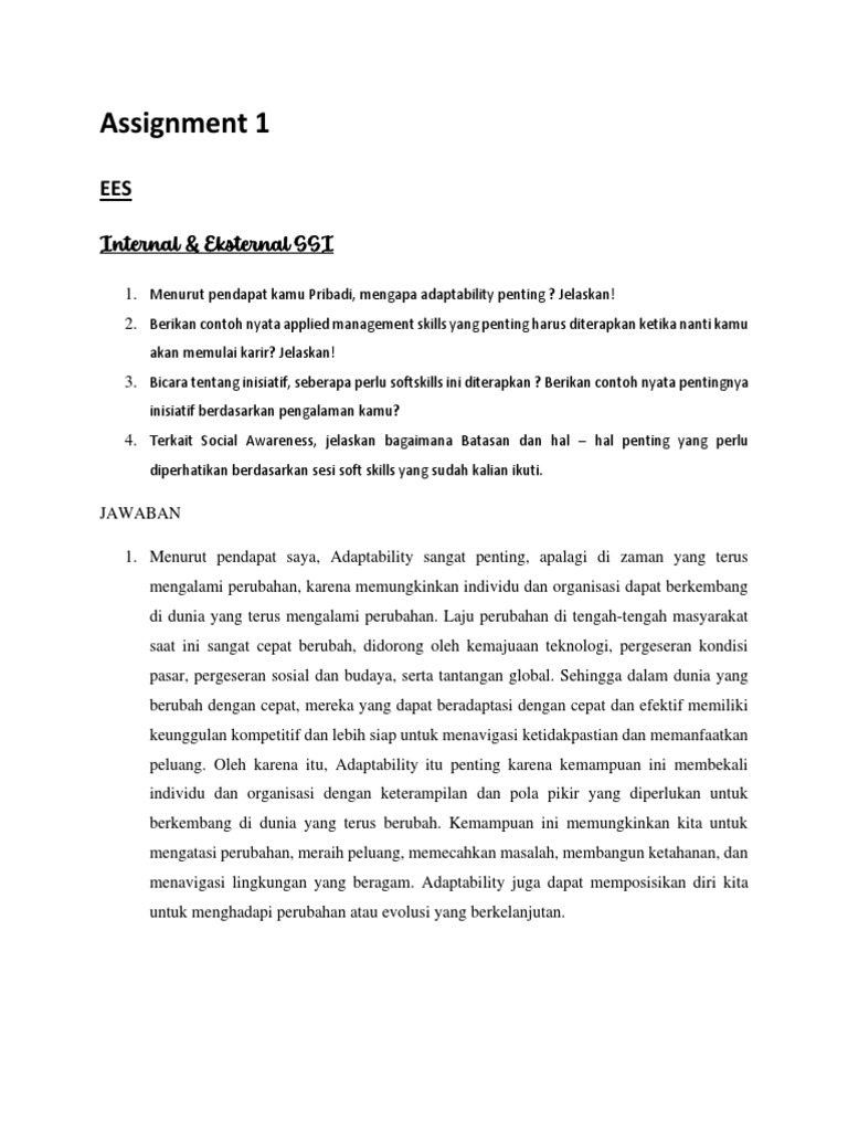 Tugas Assignment Enrichment Bulan 1 - EES Studi Independen | PDF