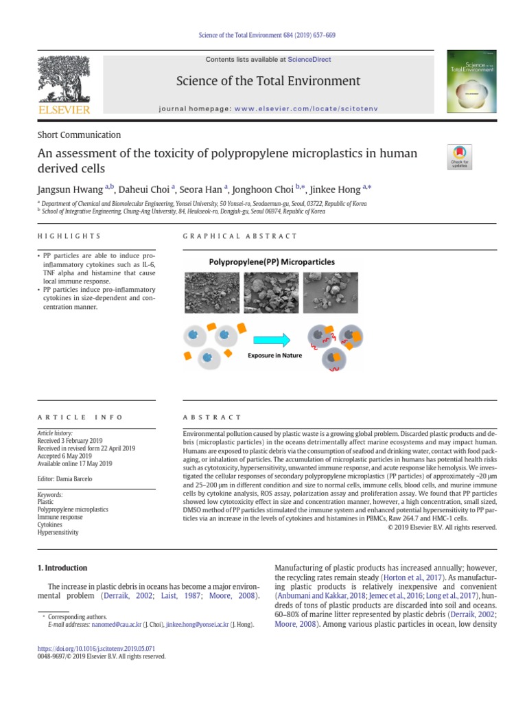 An Assessment of The Toxicity of Polypropylene Microplastics in Human ...