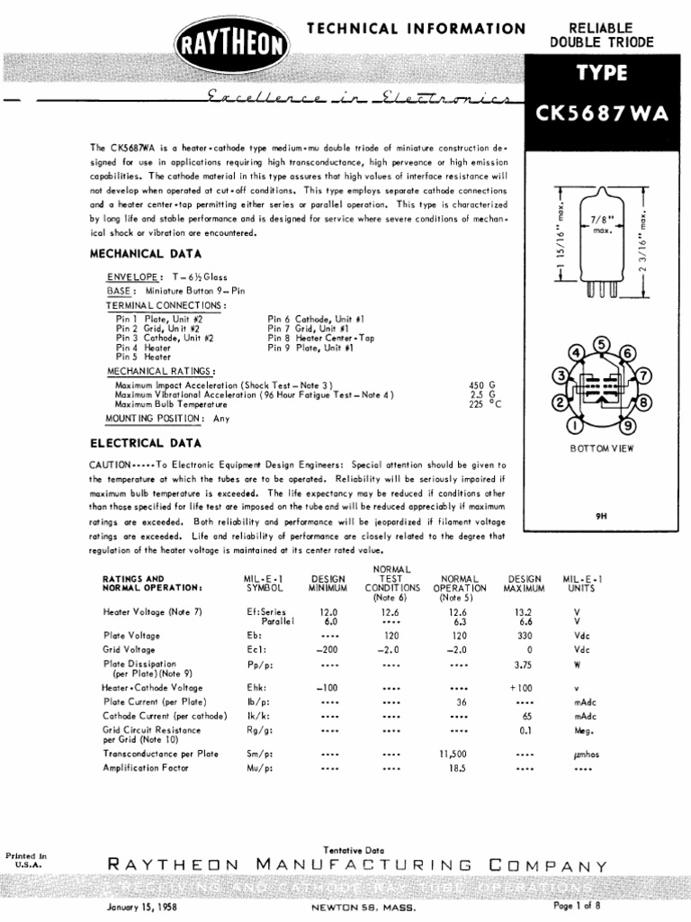 Raytheon 5687 Datasheet | PDF