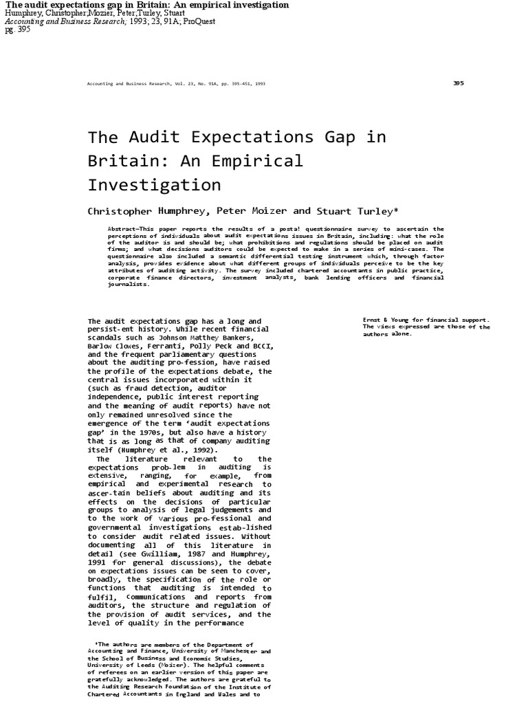 The Audit Expectations Gap in Britain | PDF | Audit | Financial Audit
