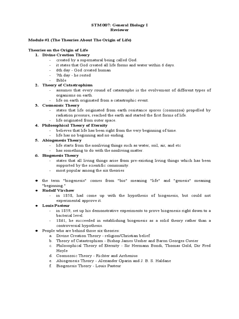 STM 007 General Biology 1 Reviewer 1 | PDF