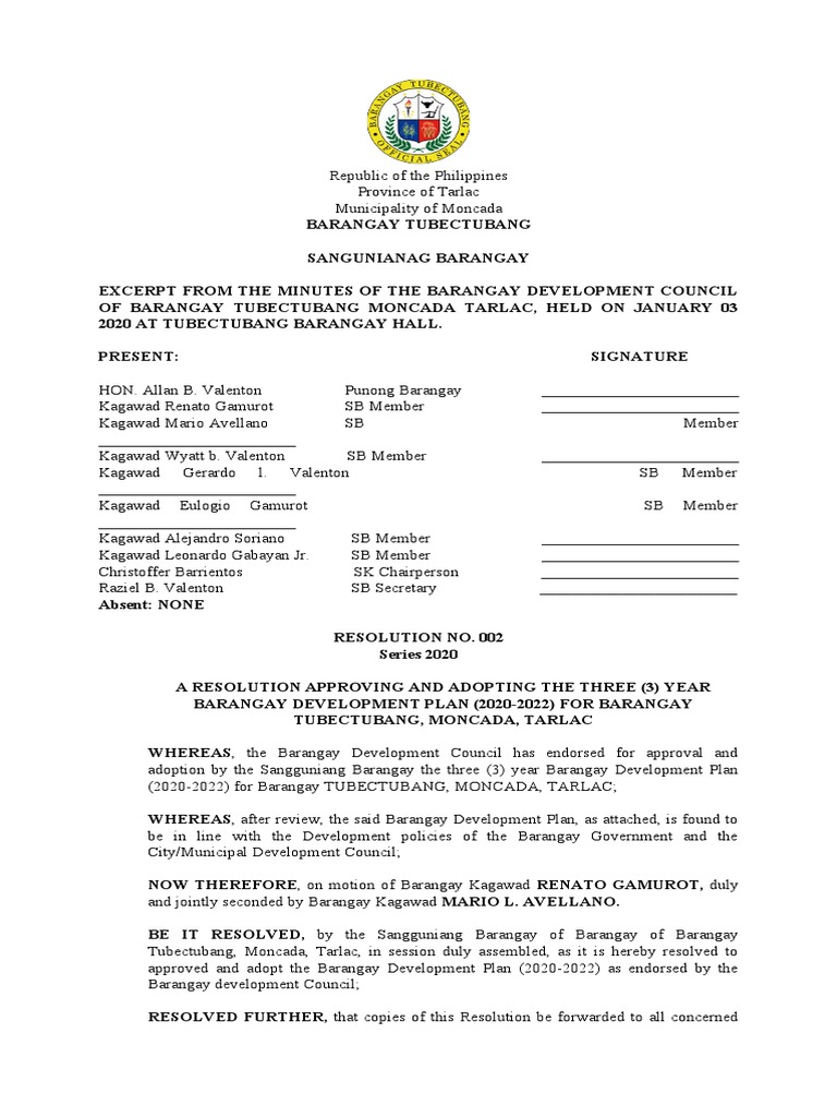 BDP Plan Reso SGLGB 2022 | PDF | Cooking, Food & Wine