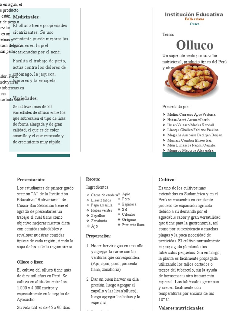 Olluco | PDF | Cocina occidental | Cocinando