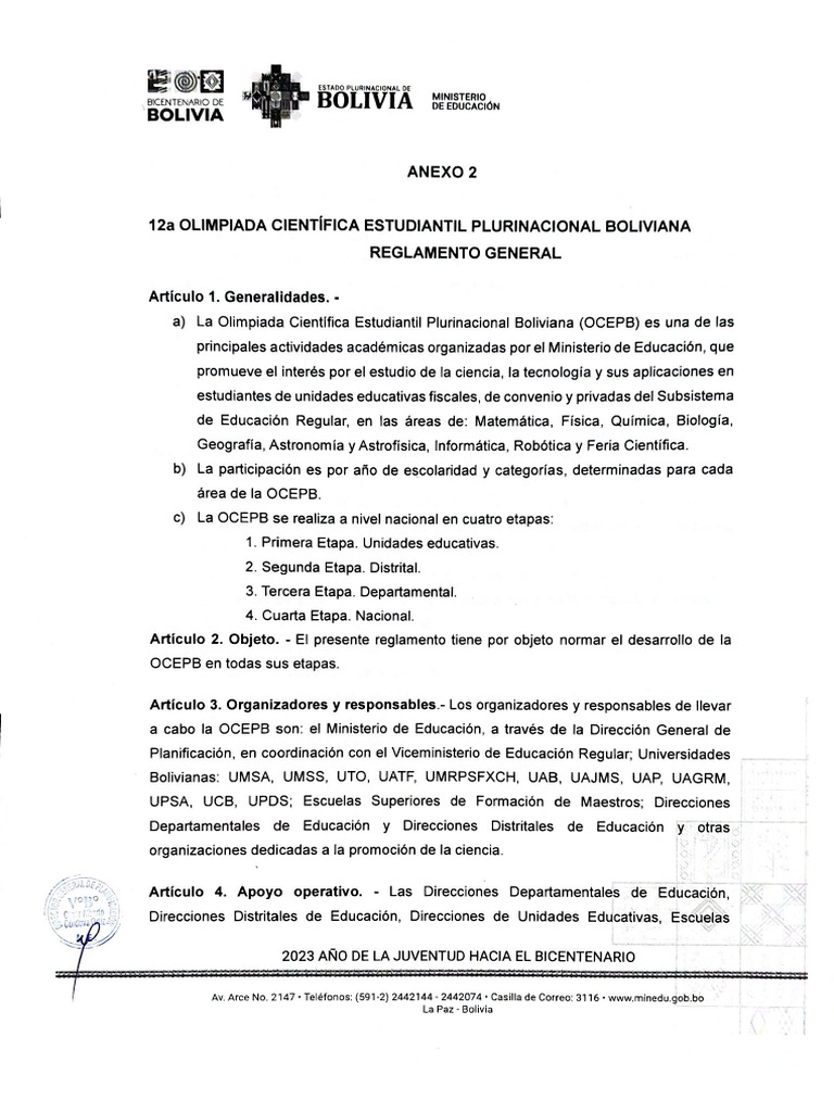 B - Reglamento General-Ocepb-2023-Anexo 2 | PDF