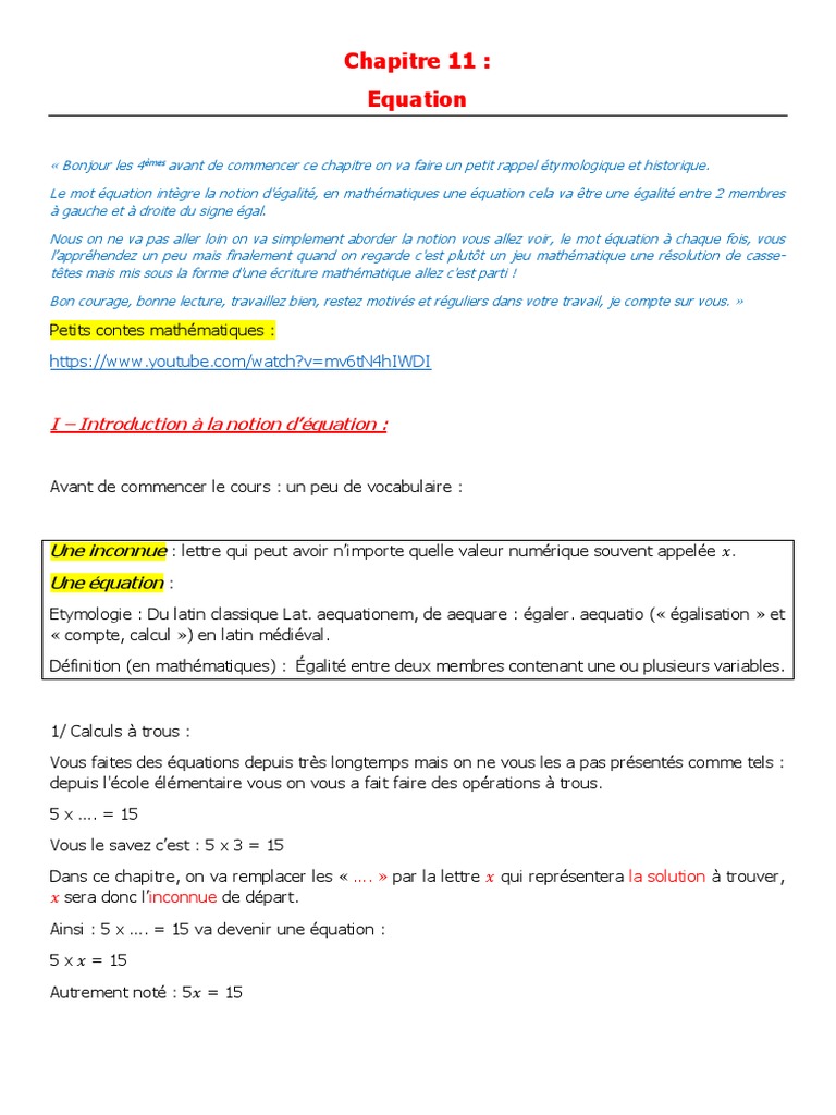 Math Cours Equation | PDF
