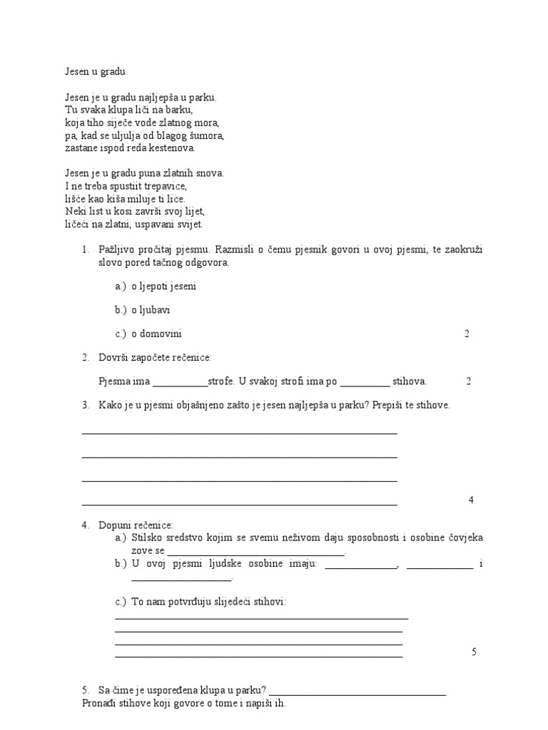 Test 5. Razred | PDF