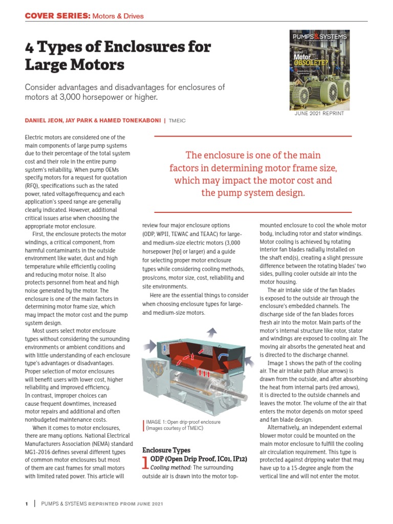 4 Types of Motor Enclosures TMEIC - Reprint - 0621 | PDF