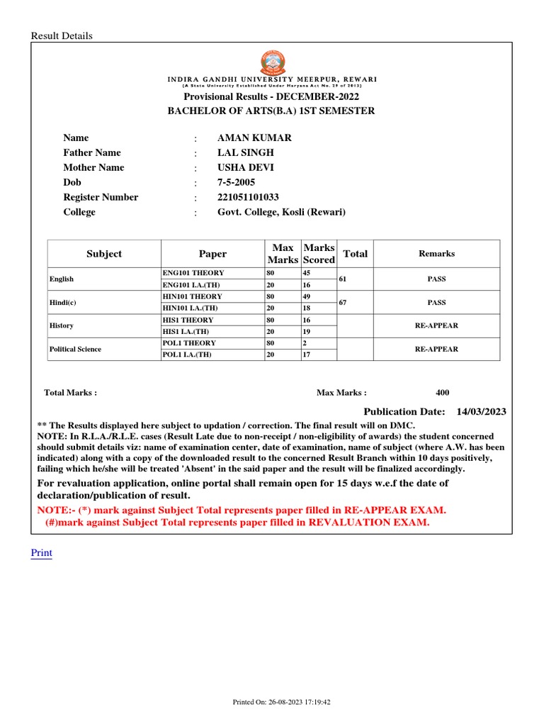 Marksheet | PDF