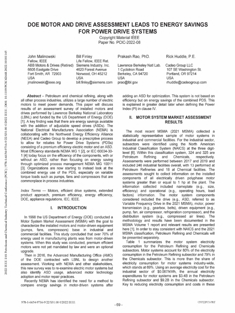 DOE - Motor - and - Drive - Assessment - Leads - To - Energy - Savings - For - Power - Drive ...