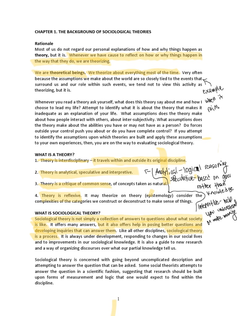 Chapter 1 - Sociological Theories | PDF | Theory | Sociology