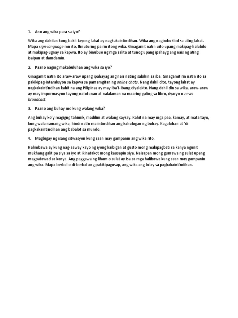 Ano Ang Wika para Sa Iyo | PDF