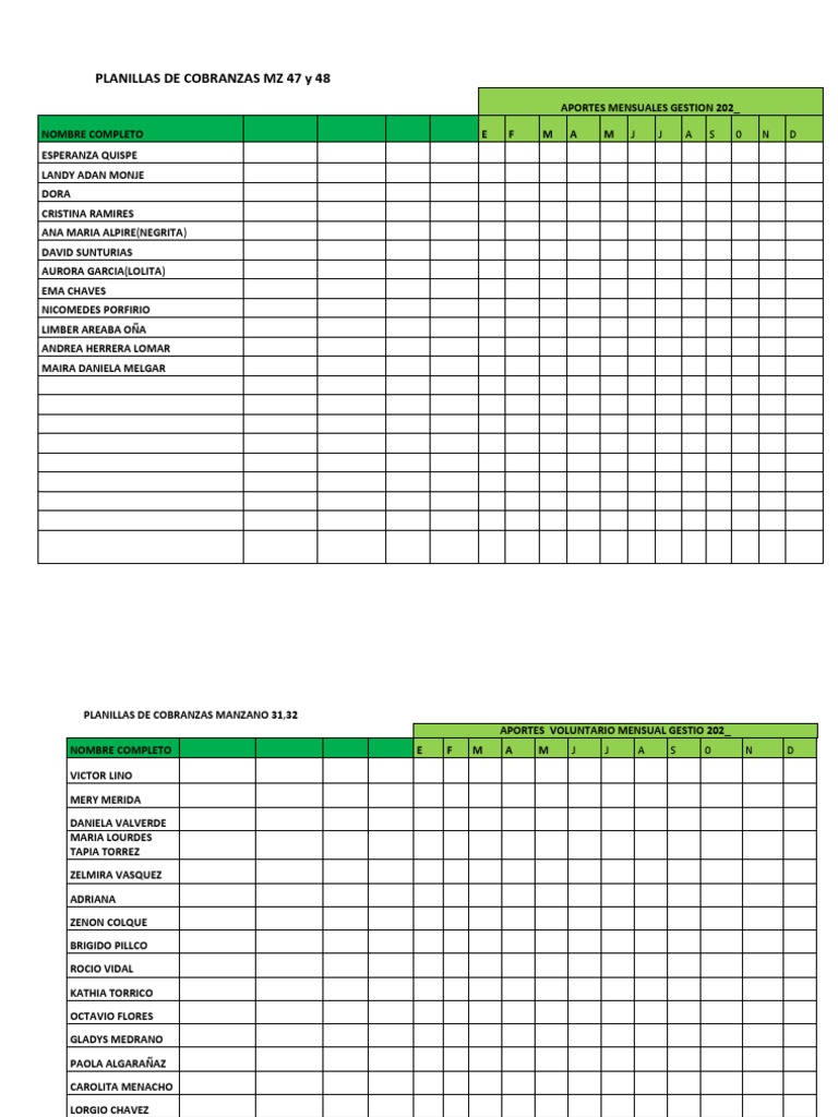 Planillas MZ 31,32,47 Y48 | PDF