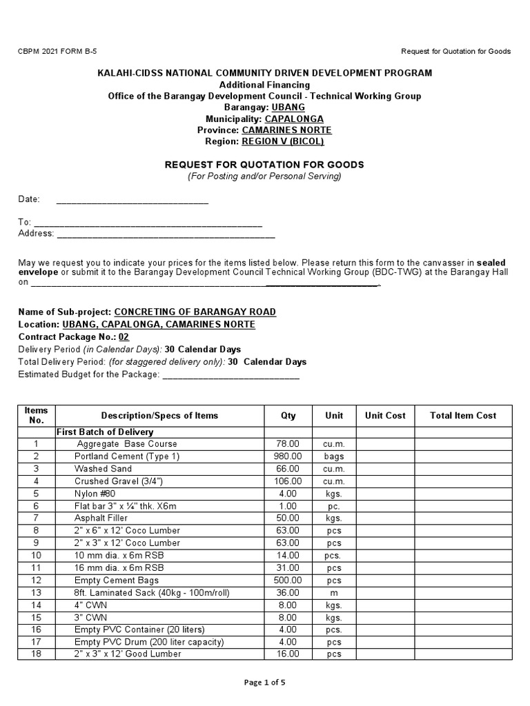 2.request For Quotation - Package 2 (Hardware Materials) | PDF ...