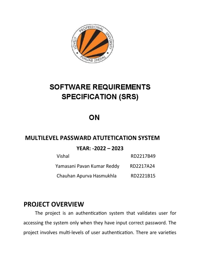 Software Requirements Specification | PDF | Key (Cryptography) | Password