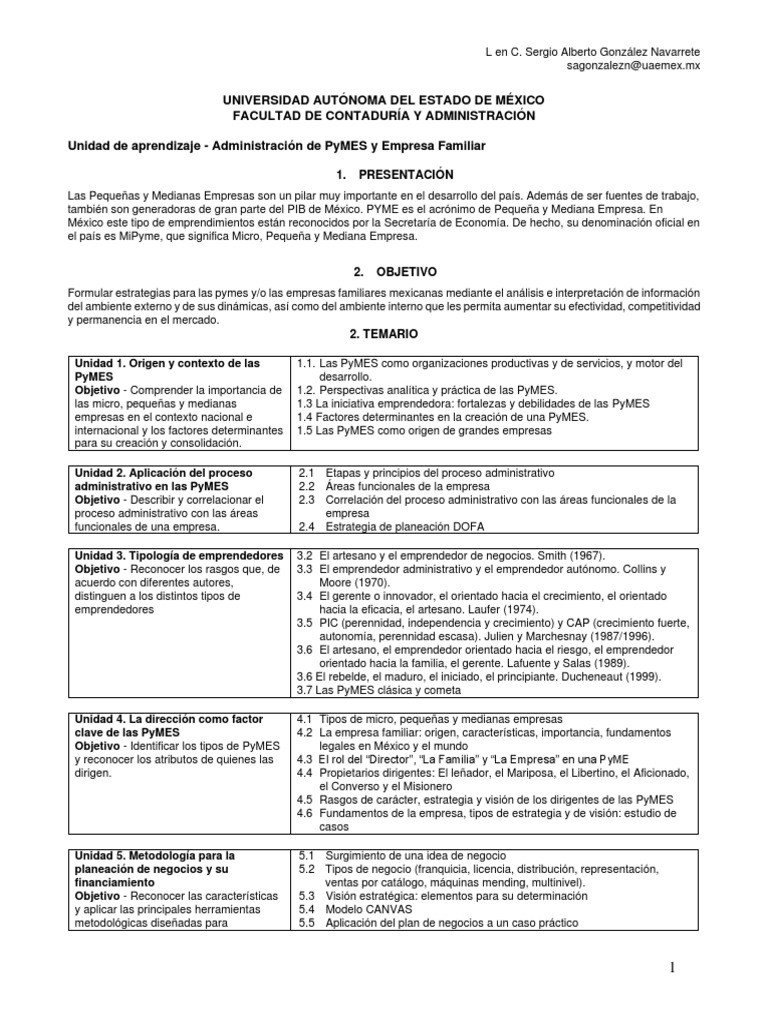 6844 - Presentacion Del Curso | PDF | Pequeñas y medianas empresas | Iniciativa empresarial