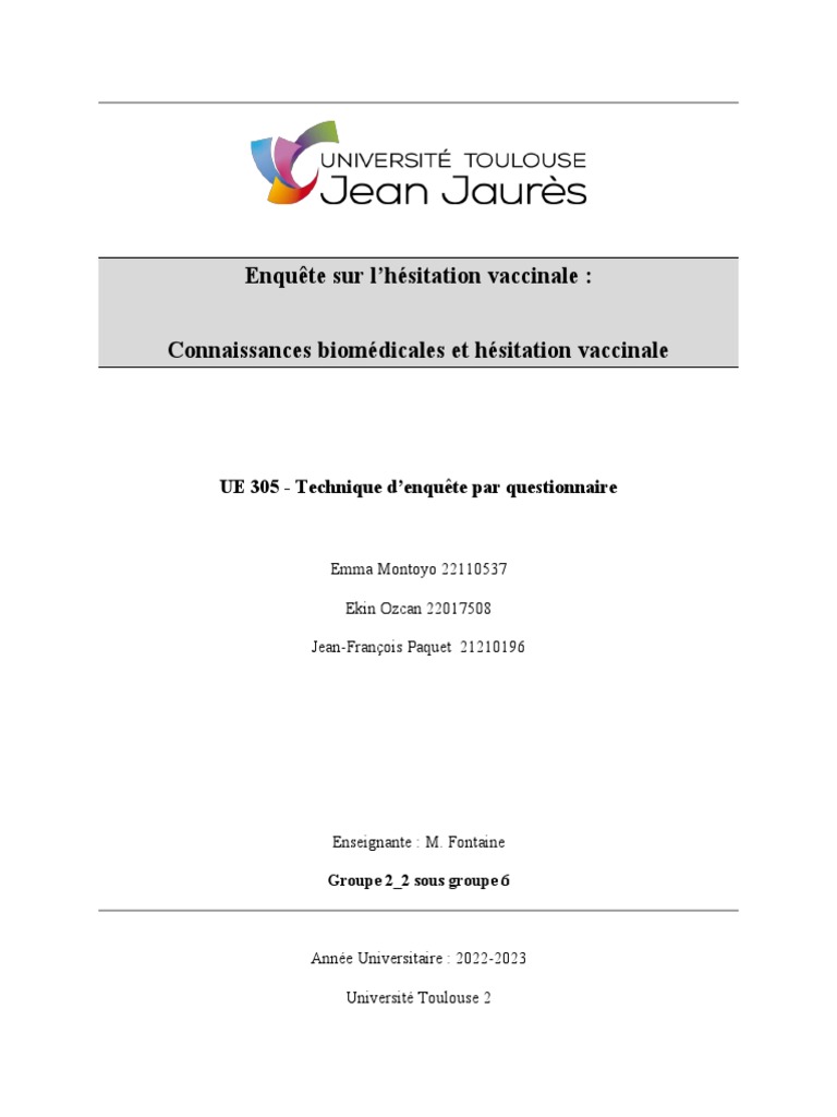 Hésitation vaccinale et connaissances biomédicales | PDF | Vaccination ...
