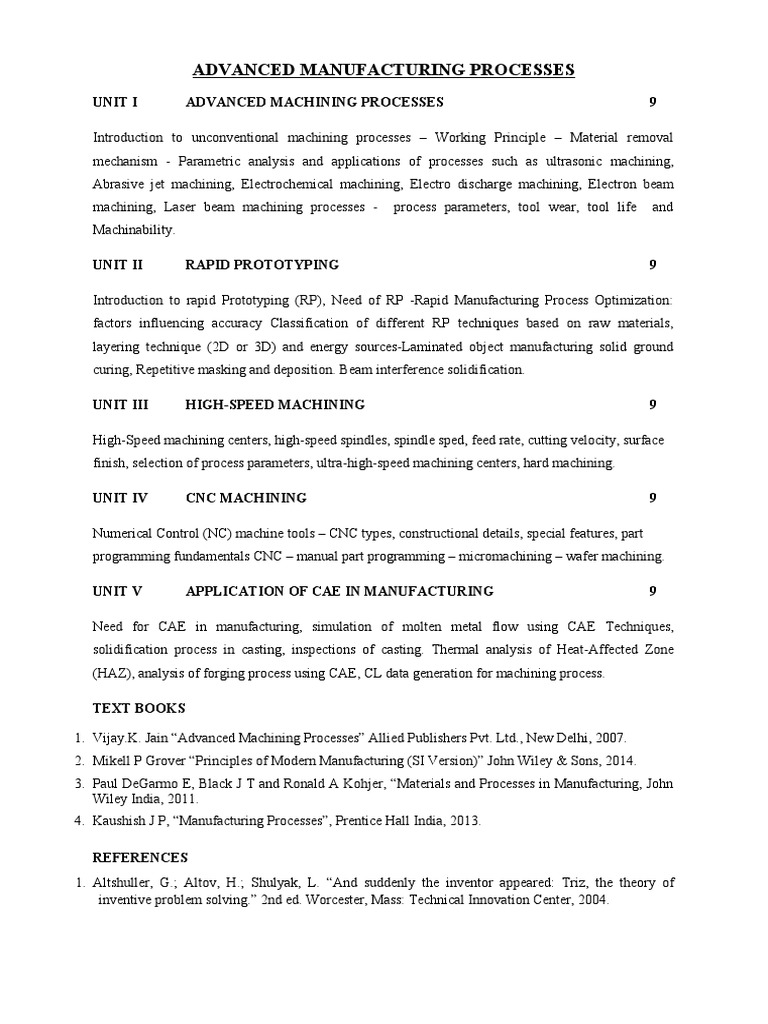 Advanced Manufacturing Processes | PDF | Machining | Numerical Control