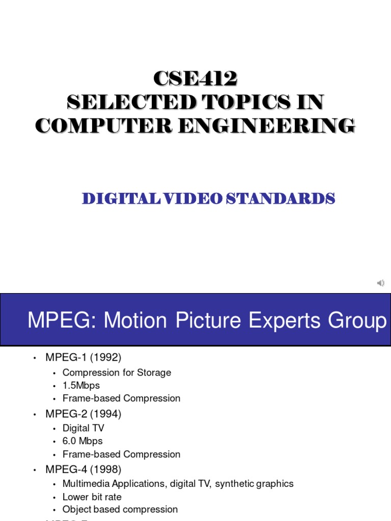 L3 - 4-Digital Video Standards | PDF | Data Compression | Media Formats