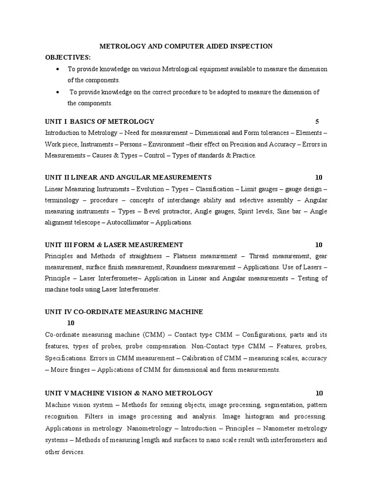 Metrology and Computer Aided Inspection | Download Free PDF | Metrology ...