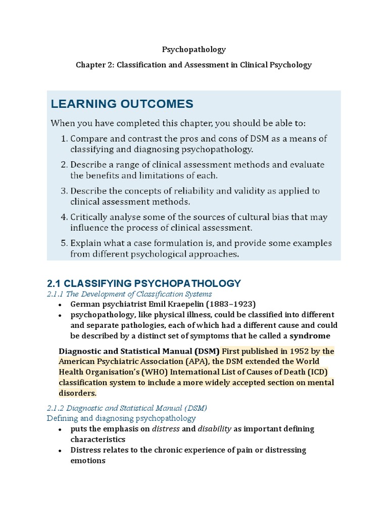 DSM-5 and Psychopathology Classification | PDF | Diagnostic And ...