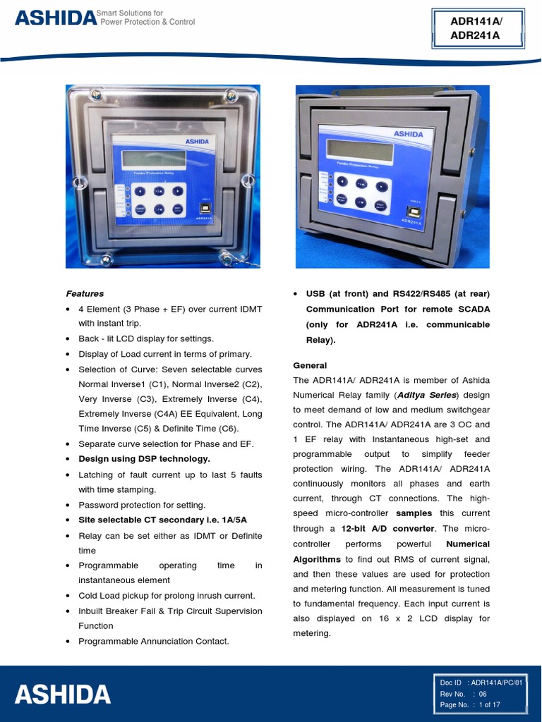 Ashida Product Catalogue ADR141A & ADR241A (V06) | Download Free PDF | Relay | Hertz
