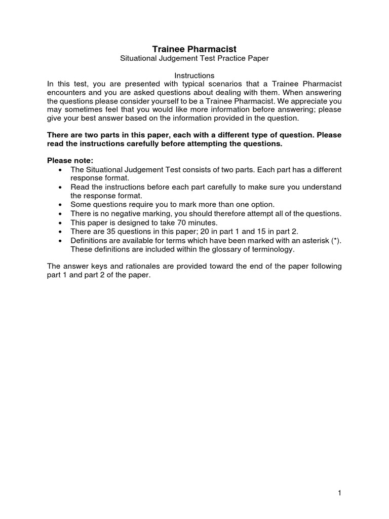SJT Practice Paper With Rationales (NHS) PDF | PDF | Pharmacy | Medical ...
