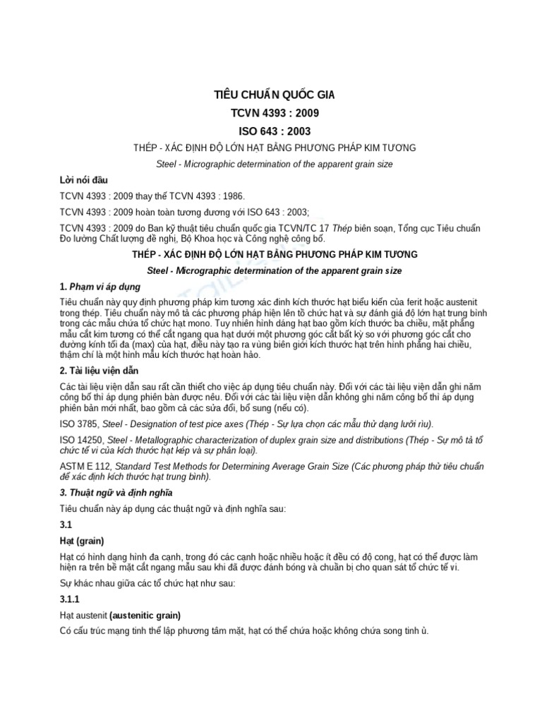 TCVN 4393 2009 (Iso 643 2003) | PDF