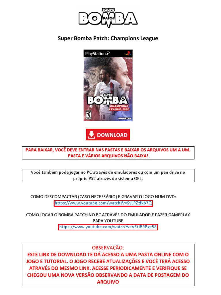 PS2 - Super Bomba Patch - Champions League | PDF