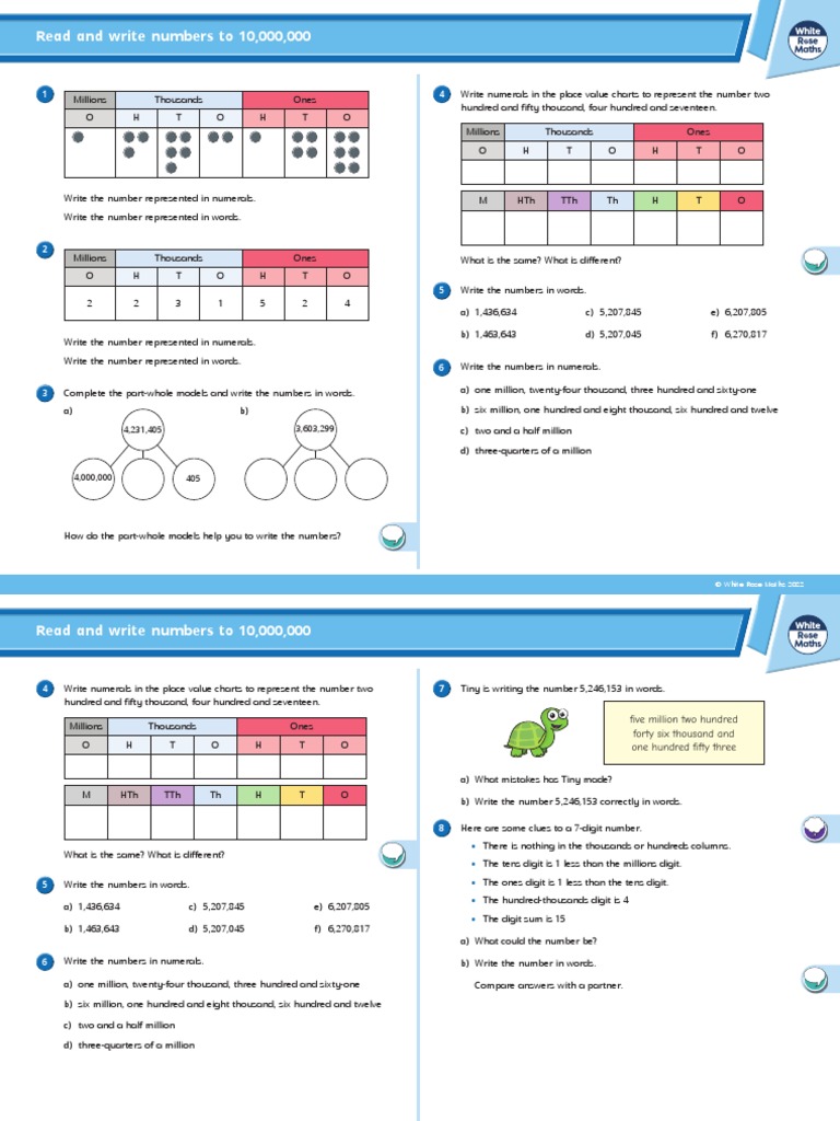 Y6 Autumn Block 1 D3 Read and Write Numbers To 10000000 | PDF