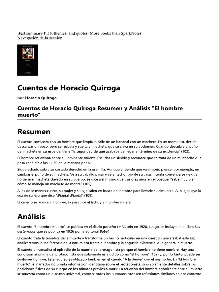 El Hombre Muerto de Horacio Quiroga | PDF