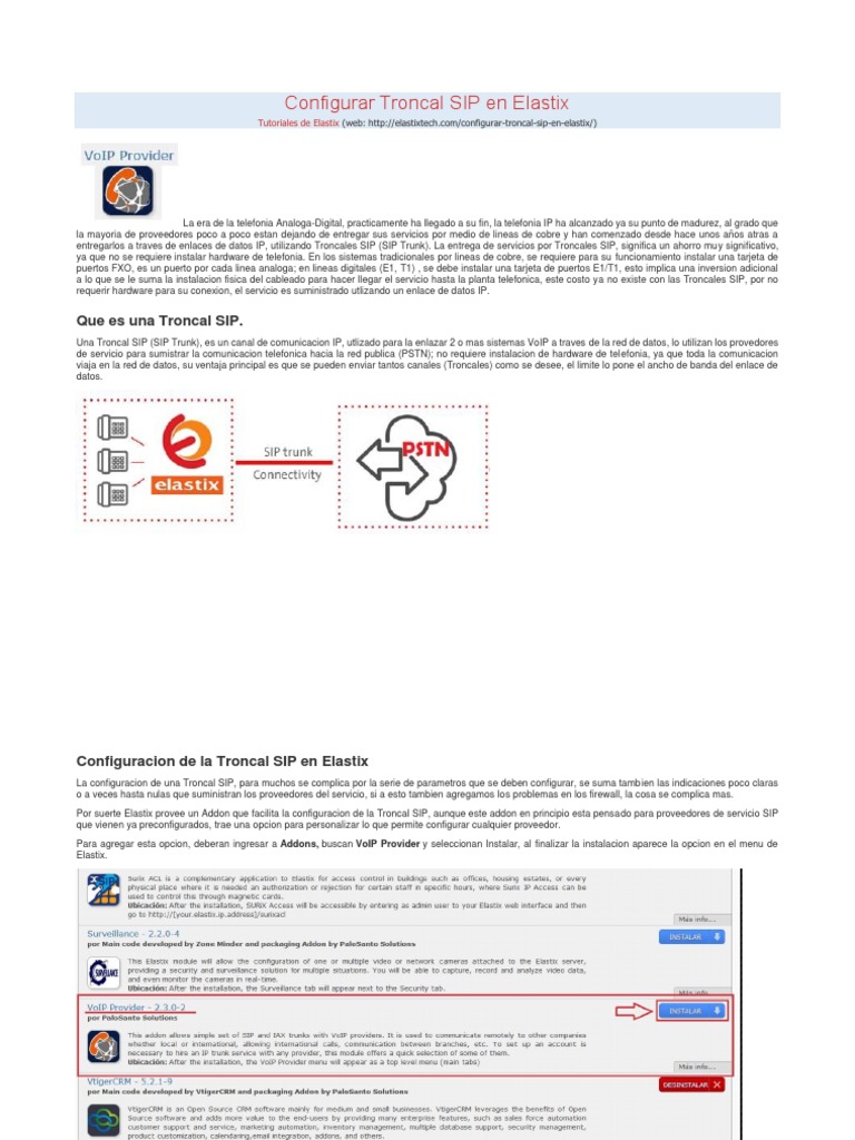 Configurar Troncal Sip en Elastix | PDF | Computadoras