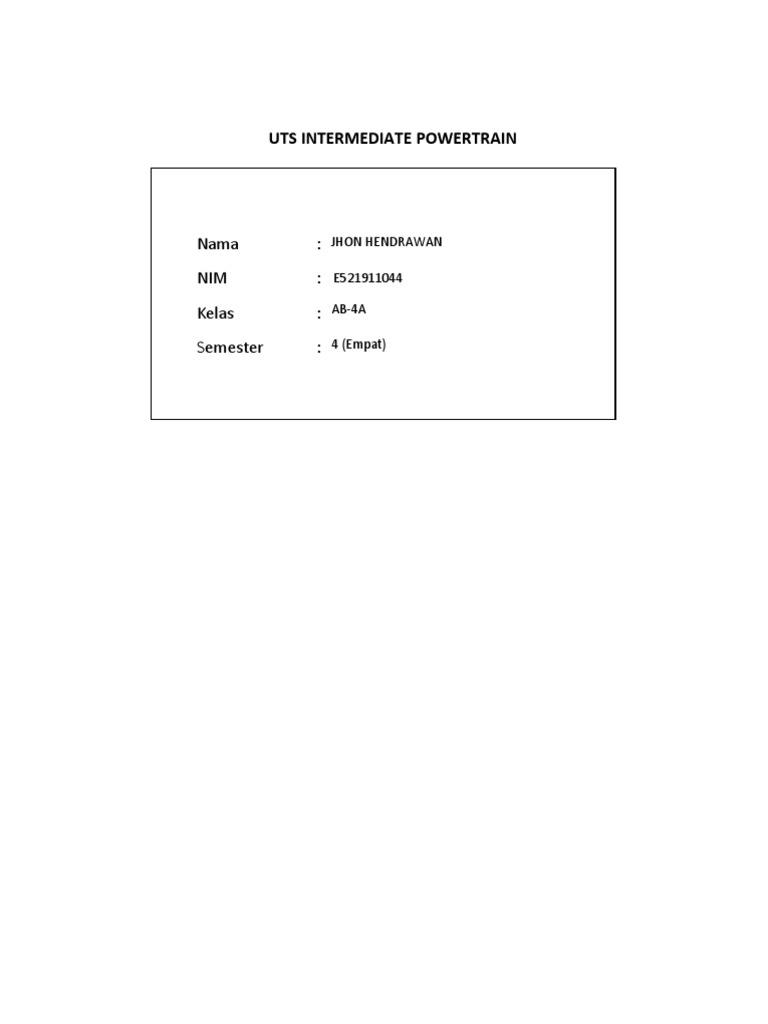 Uts Intermediate Power Train | PDF | Metode & Bahan Ajar | Sains ...