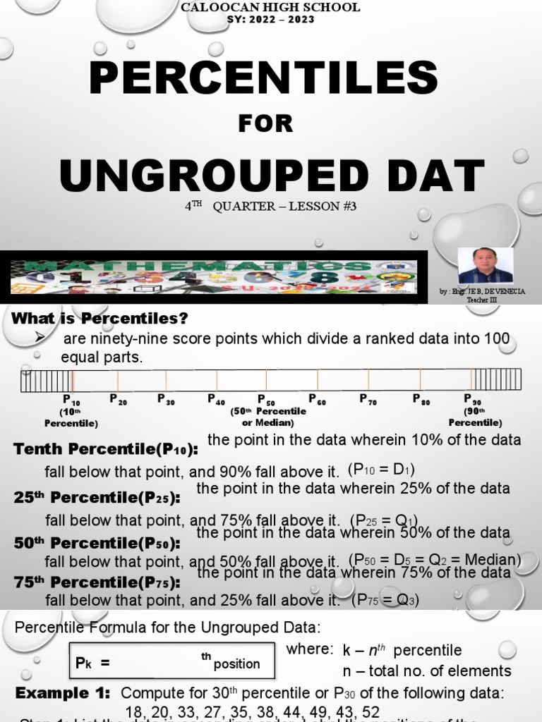 2022 2023 Lesson 3 Percentiles of Ungrouped Data | PDF