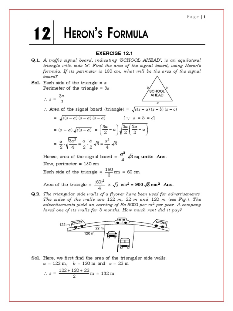 Heron's Formula for Triangle Area Calculations | PDF