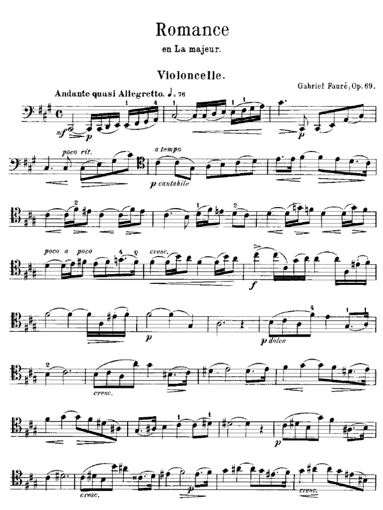Faure Romance Op 69 Cello | PDF