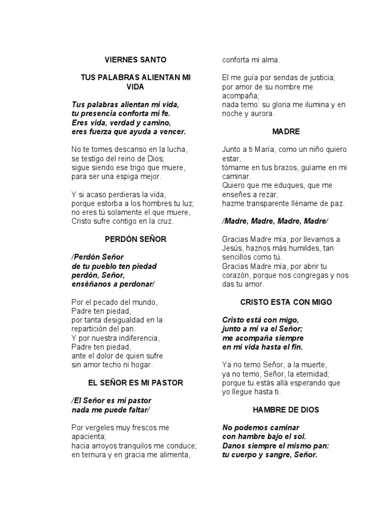 Cantos Viernes Santo Pdf Eucaristía Amor