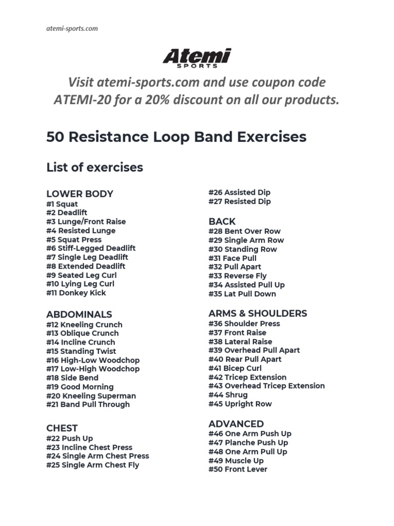 50 Resistance Loop Band Exercises | PDF | Musculoskeletal System ...