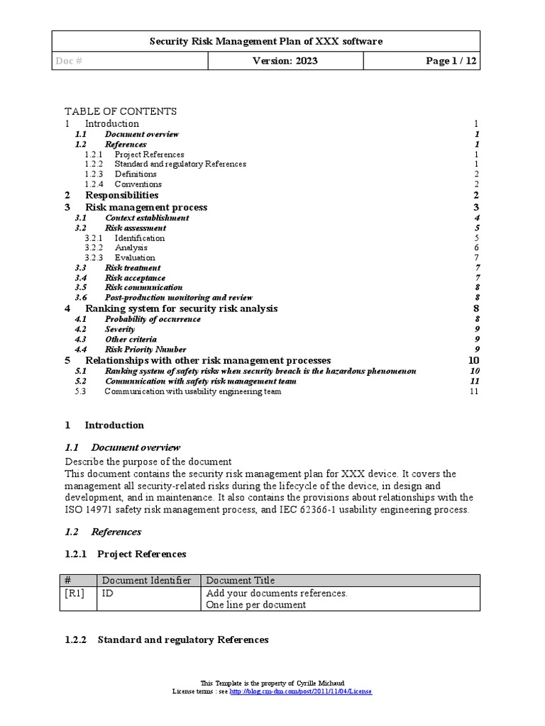 Security Risk Management Plan 2023 | PDF | Risk Management | Risk