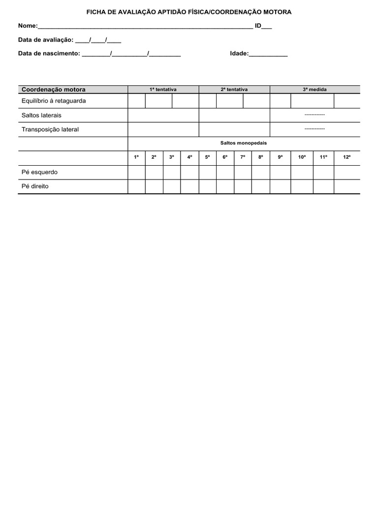 Ficha Avaliação KTK | PDF