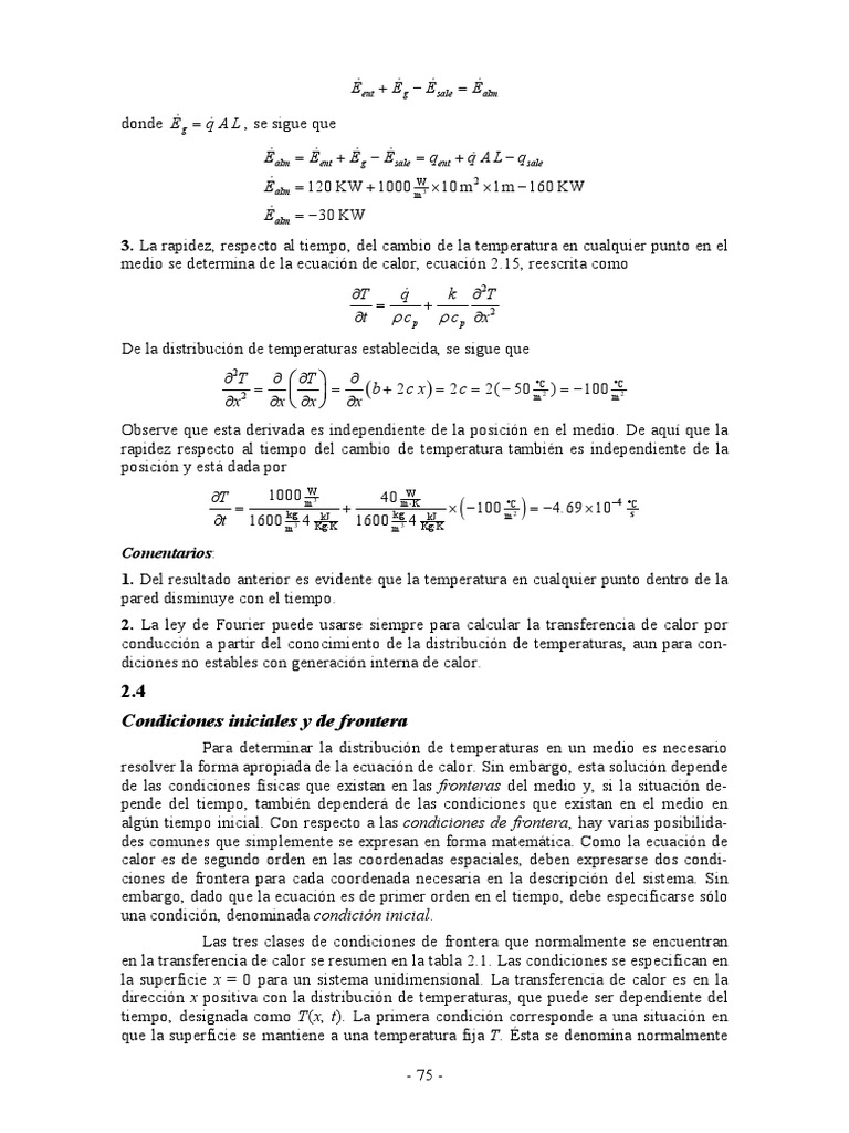 3 - Condiciones Iniciales y de Frontera | PDF | Calor | Ecuaciones