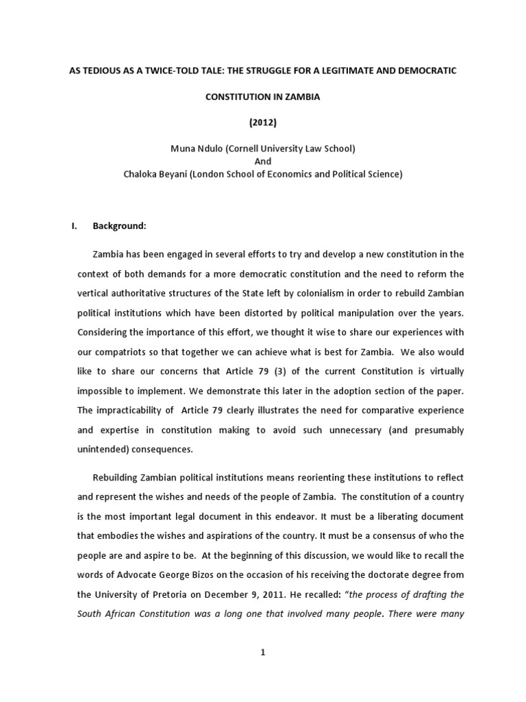 Ndulo and Beyani - Struggle For A Legitimate and Democratic ...