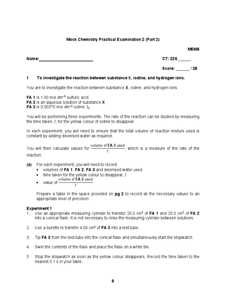 2023 M5W8 - Mock Chemistry Practical Examination 2 (Part 2) | PDF | Sodium Hydroxide | Ion
