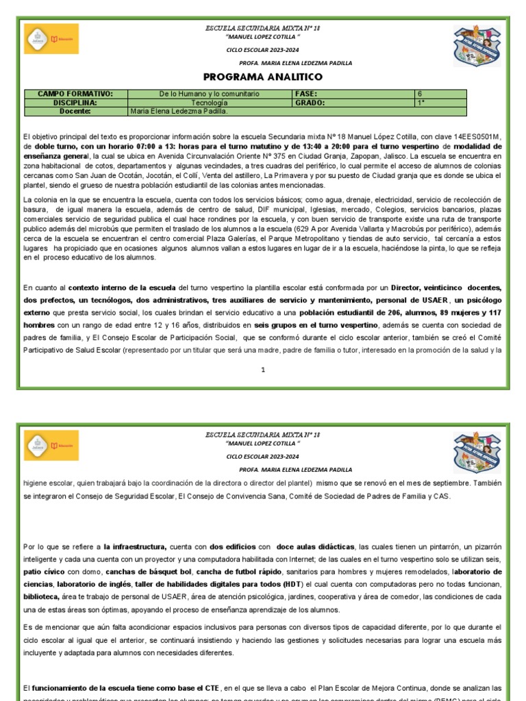 Pro Analitico Maria Elena Ledezma P | PDF | Aprendizaje | Pensamiento