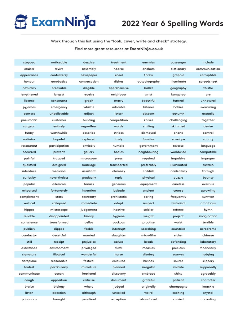 Year 6 Spellings | PDF