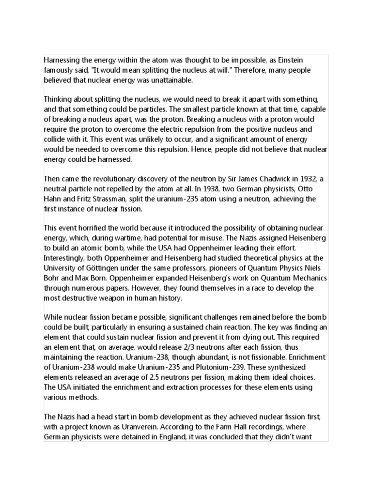 Oppenheimer Physics | PDF | Nuclear Fission | Nuclear Fusion