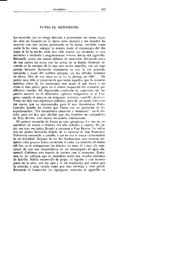Funes El Memorioso | PDF