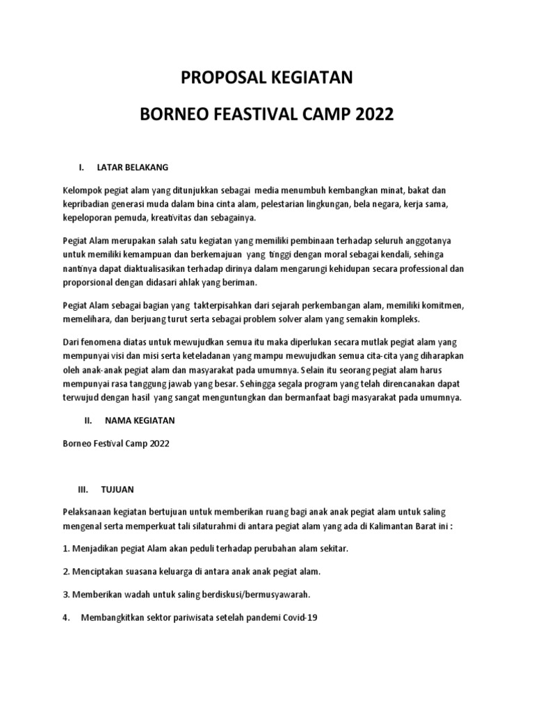 Proposal Borneo Festival Camp | PDF