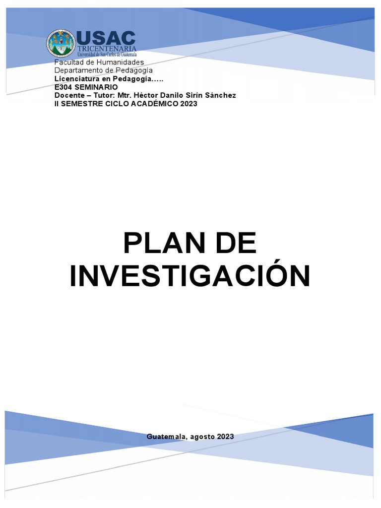 Plantilla Plan de Investigación | PDF
