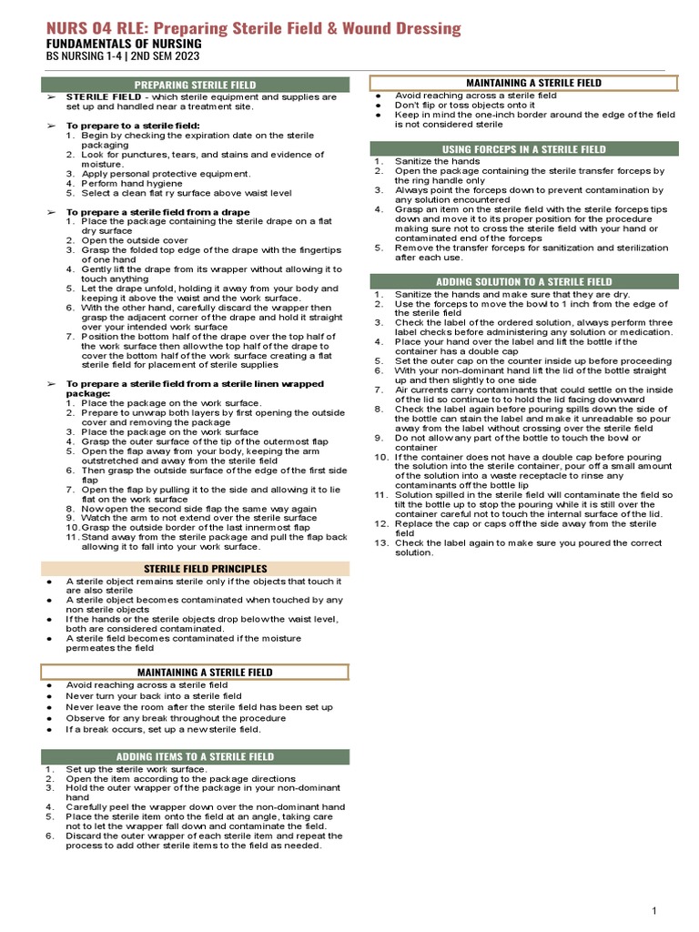 Nurs 04 Rle - Sterile | PDF
